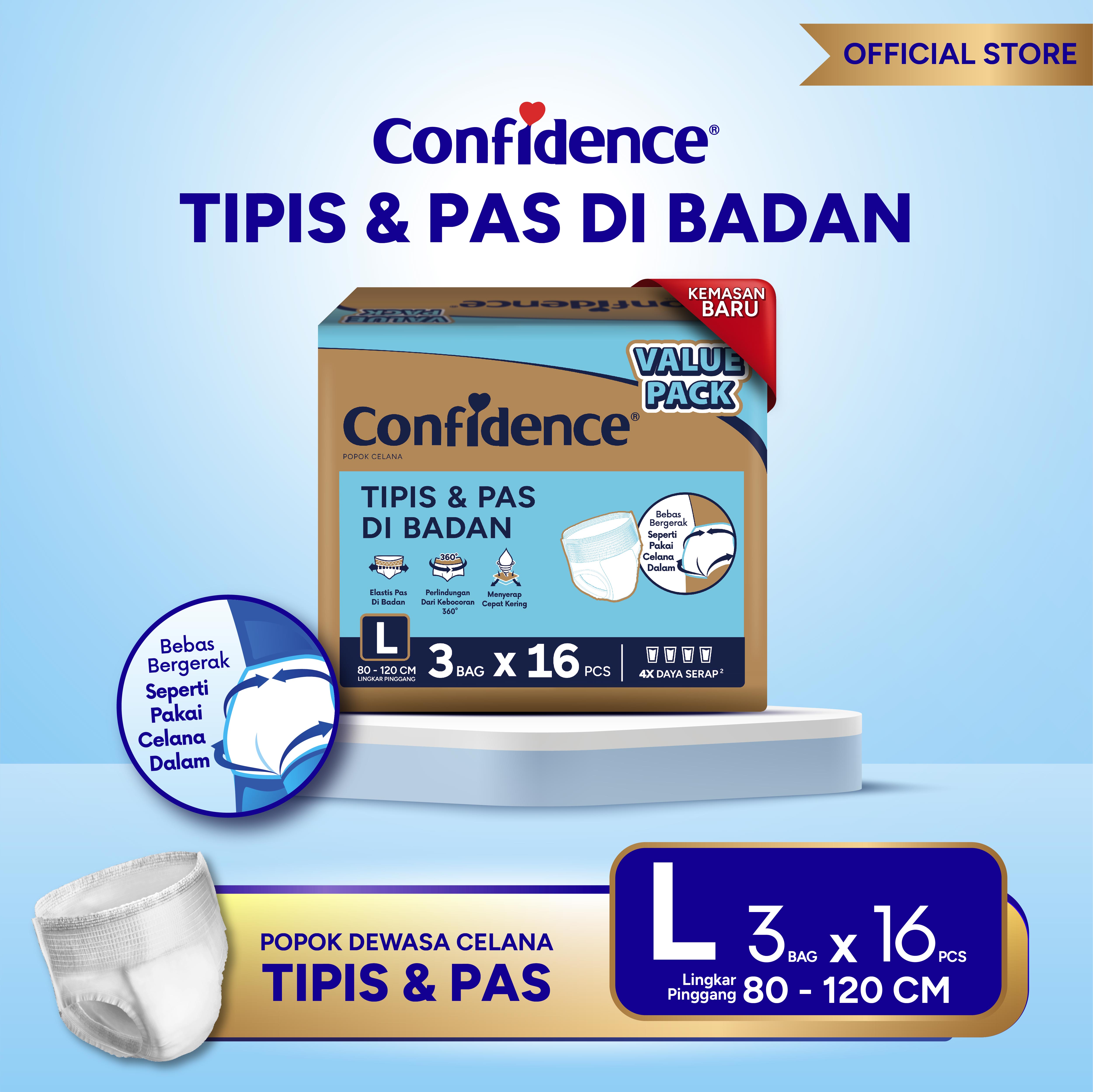 Promo Confidence Popok Dewasa Celana Tipis & Pas E-pack [size L/16x3 ...
