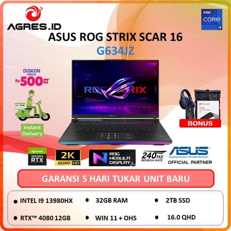 Jual Asus Rog Strix Scar 16 G634jz I948m6t-o - I9 13980hx 32gb 2tb ...