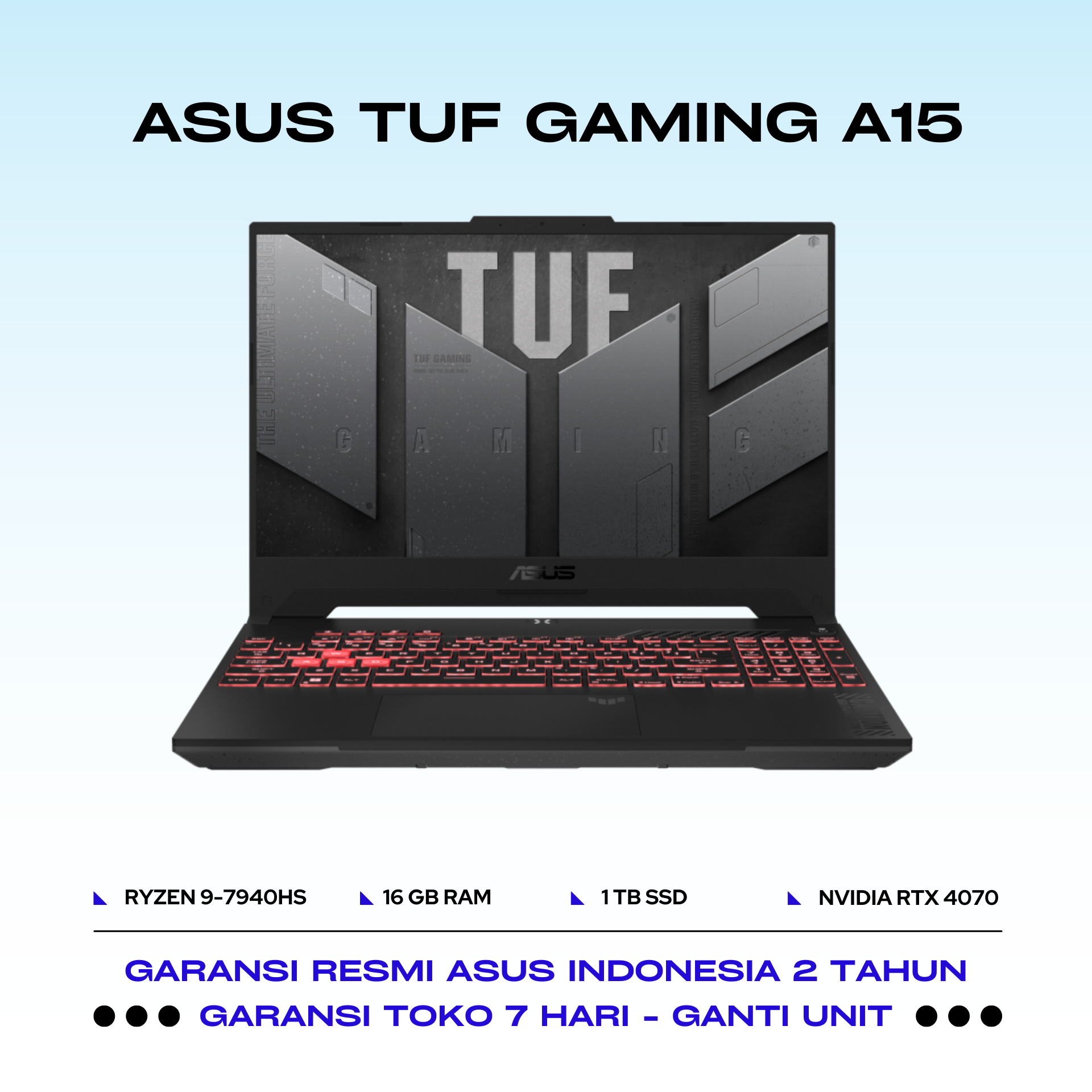 Promo ASUS TUF Gaming A15 FA507XI Ryzen 9 7940HS RTX4070 1TB 15.6 FHD ...