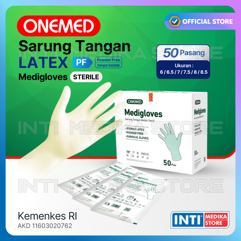 Jual Onemed - Sarung Tangan Latex Medigloves Powder Free Tanpa Tepung ...