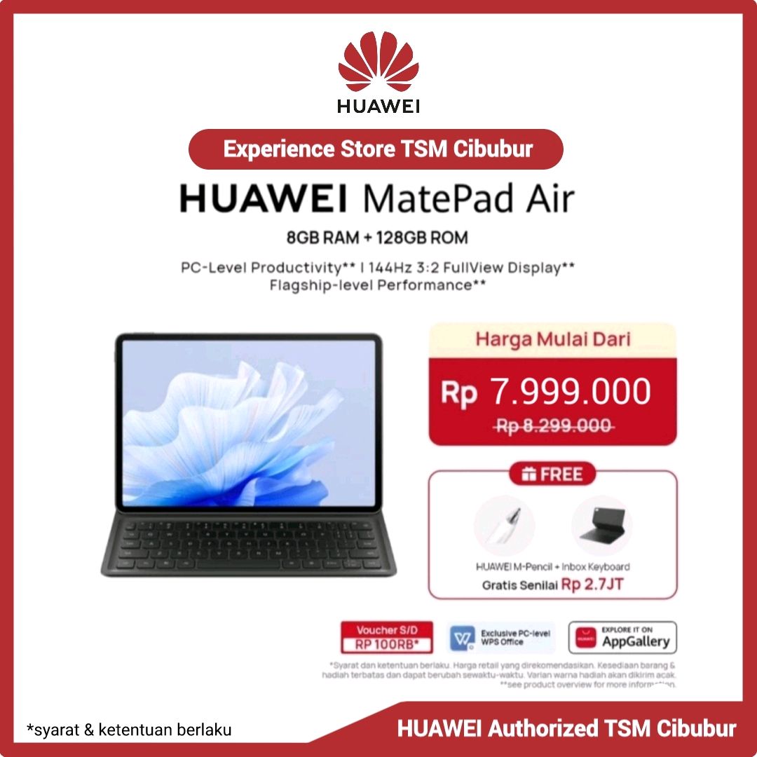 Jual Huawei Matepad Air Tablet [8+128gb] | Pc Level Productivity | 144hz Di Seller Huawei Store ...