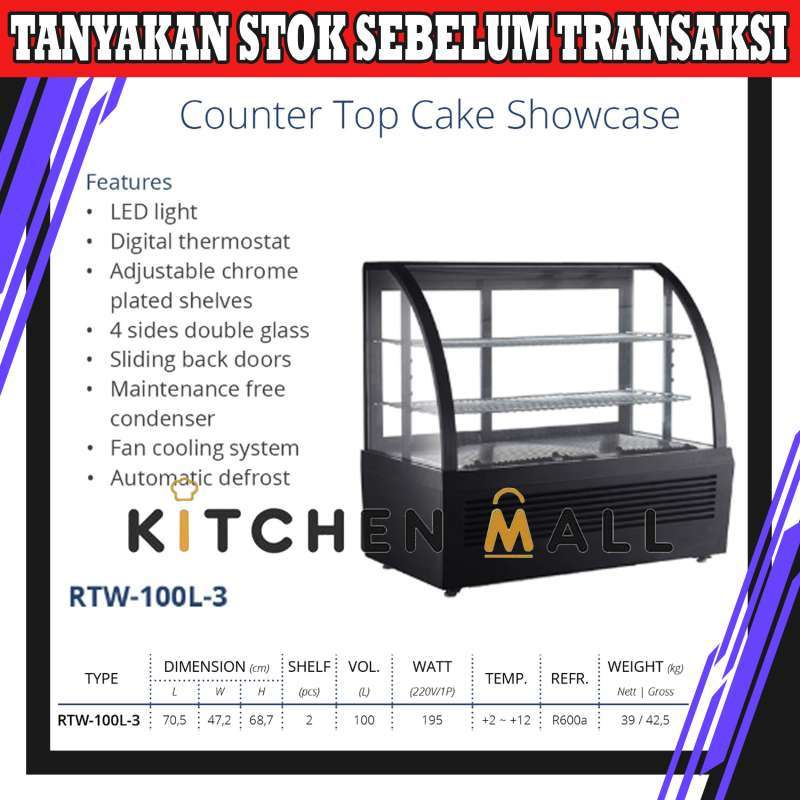 Jual Gea Rtw-100l-3 Counter Top Cake Showcase / Cake Display Kaca Cembung Di Seller Kitchen Mall ...