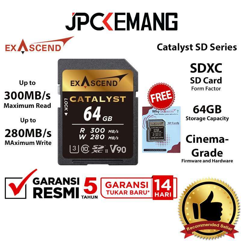 Promo Jpc Kemang Exascend Catalyst Sdxc 64gb Uhs-ii V90 300mbs Sdhc 64 Gb Memory Garansi Resmi ...