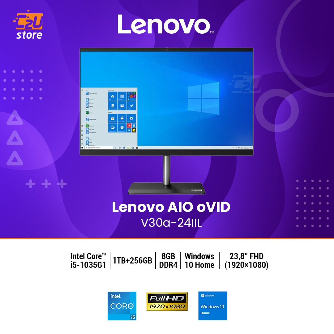 Jual Lenovo V30a-24IIL AIO 0VID [i5-1035G1/23,8/8GB/1TB+256GB/W10H] di Seller C2U Official Store ...