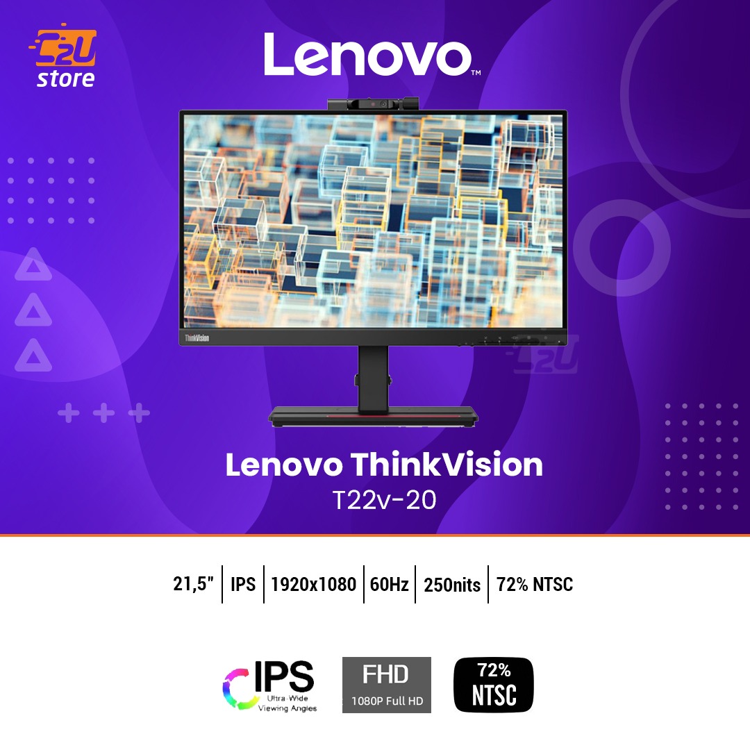 Jual Lenovo ThinkVision T22v-20 [21.5/IPS/1920x1080/60Hz/250nits/72% ...