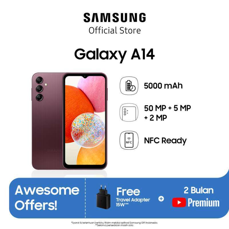 Jual Samsung Galaxy A14 5g Smartphone 6/128gb + Ta 15w - Red Di Seller Samsung Official Store ...