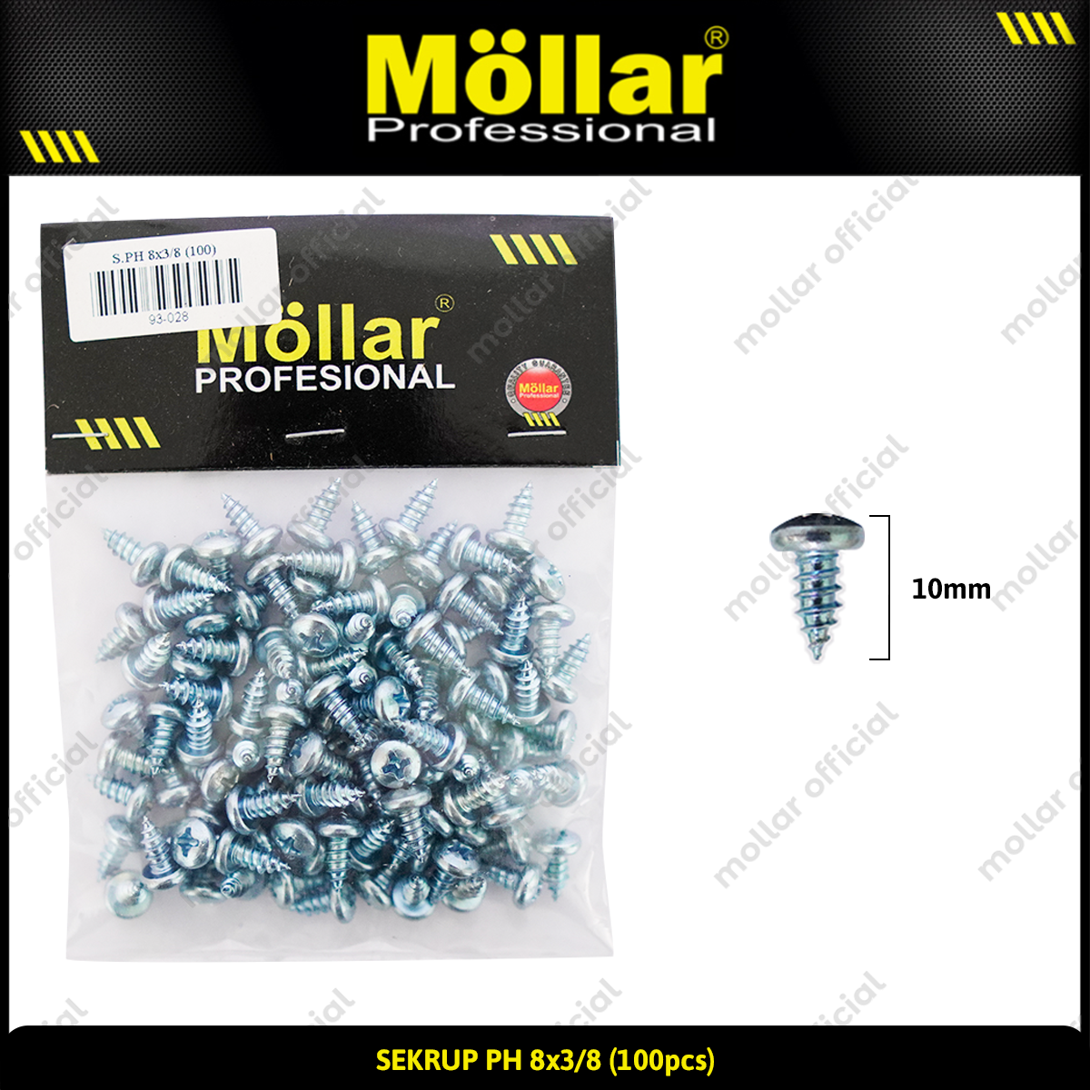 Promo Mollar 93-028 Skrup Ph 8 X 3/8 Baut Sekrup Tapping Screw - 100 ...