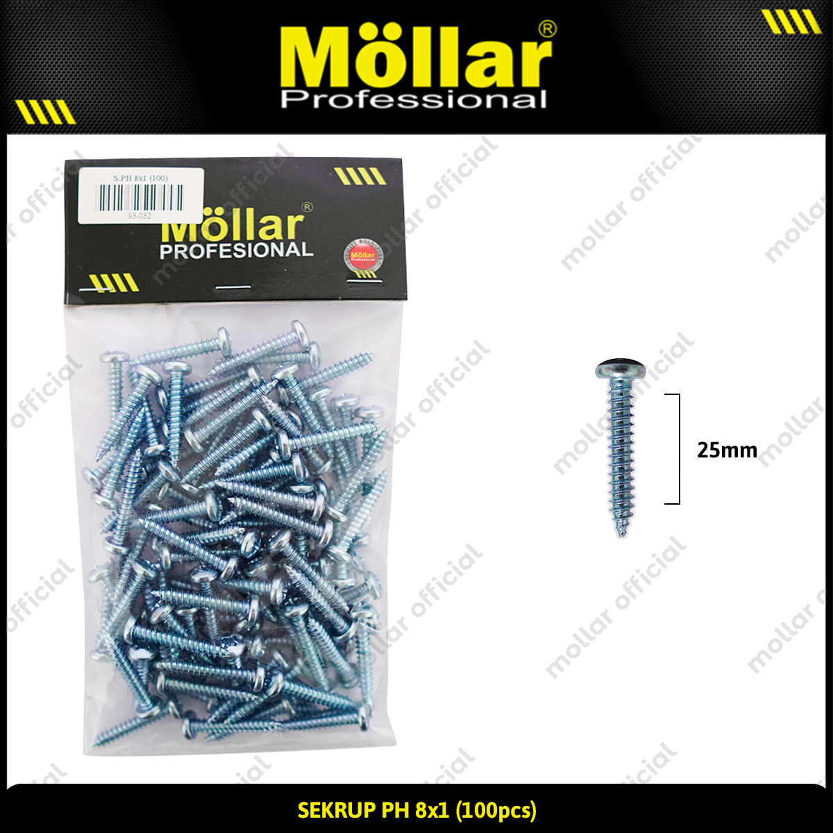 Promo Mollar 93-032 Skrup Ph 8 X 1 Baut Sekrup Tapping Screw - 100 Pcs ...