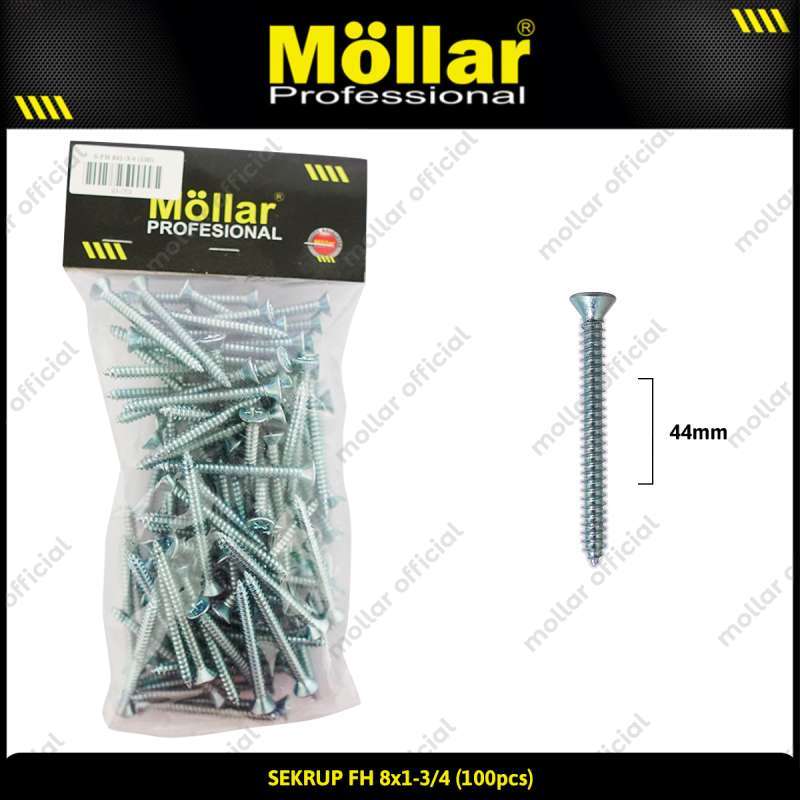 Promo Mollar 93-059 Skrup Fh 8 X 1-3/4 Baut Sekrup Tapping Screw - 100 ...