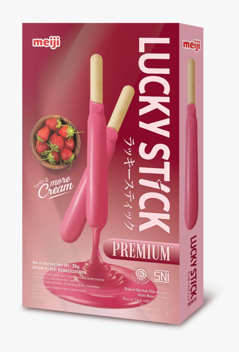 Jual WHS - Lucky Stick Meiji Premium Strawberry [35 g] di Seller ...