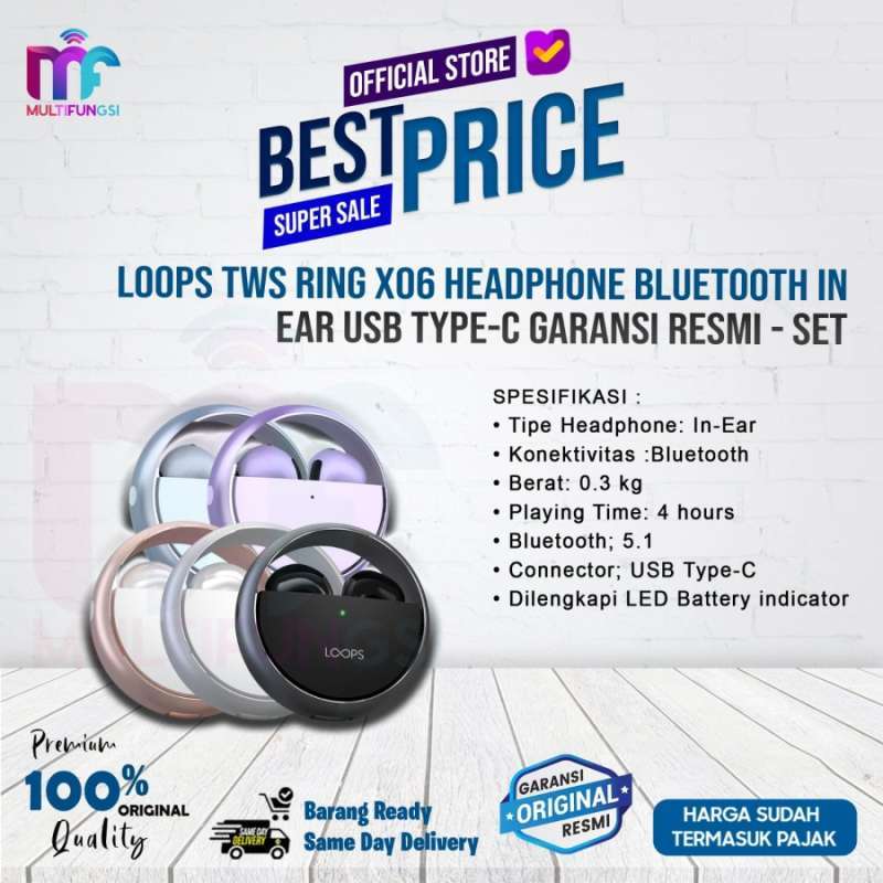 Jual Loops Tws Ring X06 Headphone Bluetooth In Ear Usb Type-c Garansi ...