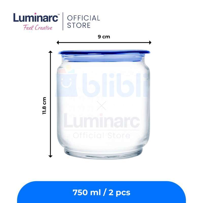 Promo Luminarc Toples Rondo Jar Plano Light Blue / 2 Pcs - 750 Diskon 12% Di Seller Luminarc ...