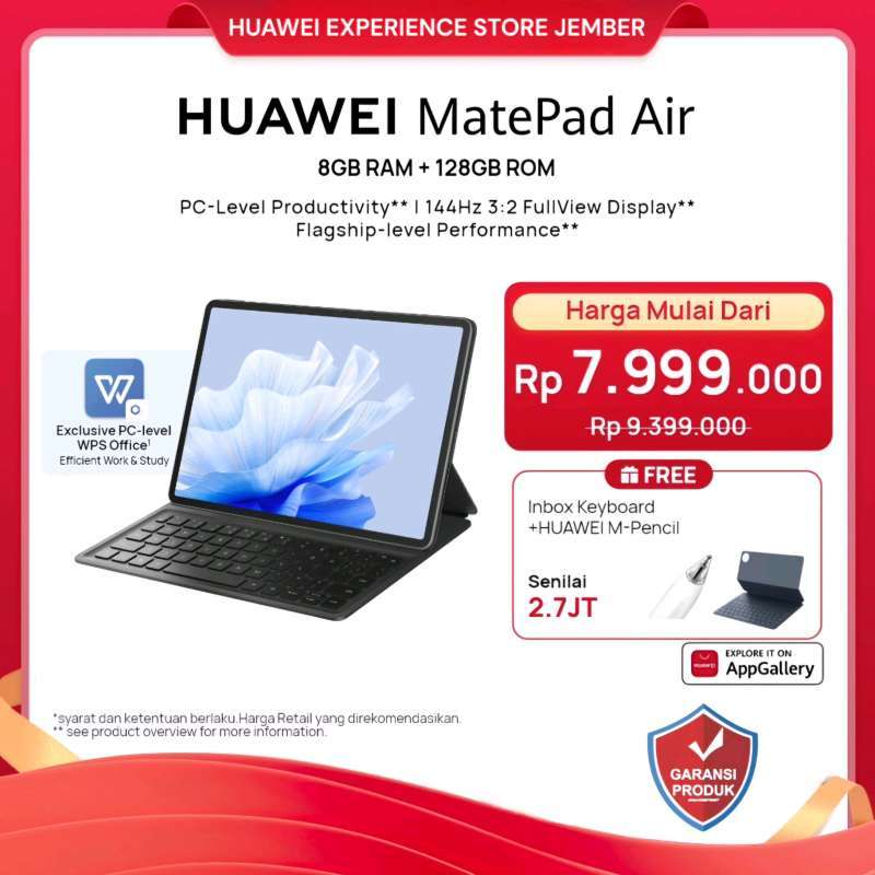 Promo Huawei Matepad Air Tablet [8+128g]| Pc-level Productivity | 144hz ...