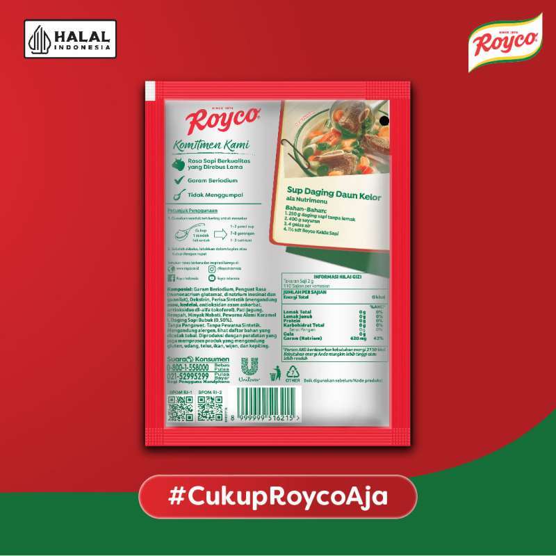 Jual Royco Bumbu Kaldu Penyedap Rasa Sapi [220 G/ 24 Pcs/ 1 Karton ...