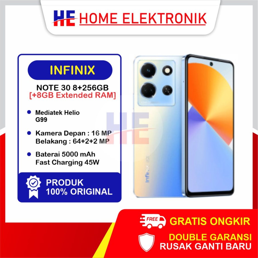 Promo INFINIX NOTE 30 8/256GB [+8GB Extended RAM] Garansi Resmi 1 Tahun ...