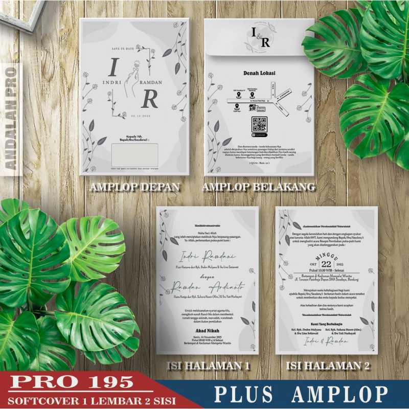 Jual ( 100 Pcs)50 Desain Undangan Simpel Dengan Amplop A5 Bahan Jasmine ...