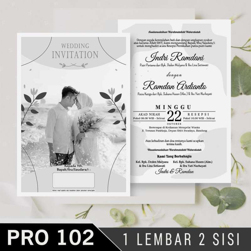 Jual ( 50 Pcs ) Pro 102 Varian 1 Lembar 2 Sisi - Cetak Undangan ...