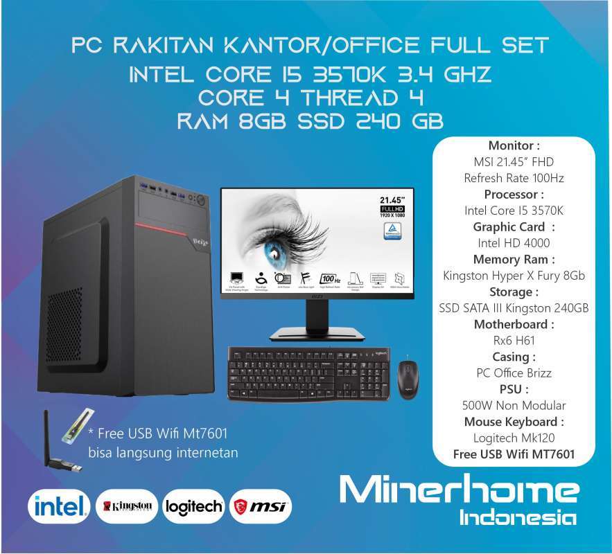 Jual Pc Rakitan Office Kantor Full Set Intel I5 3570k Ram 8gb Ssd 240gb Di Seller Minerhome ...