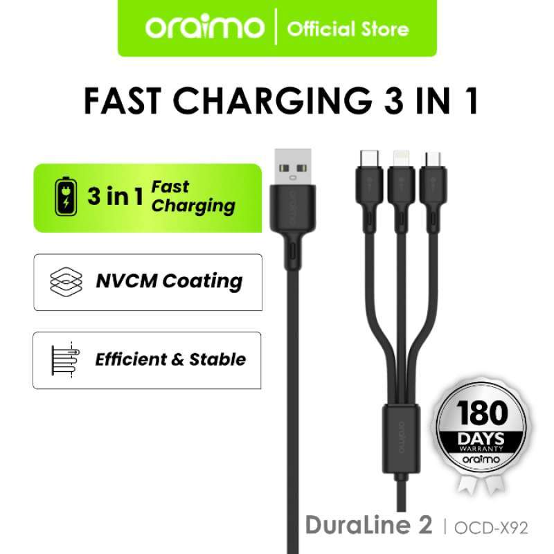 Jual Oraimo Data Cable 3in1 Fast Charging 5v 2a Type-c Micro Usb ...