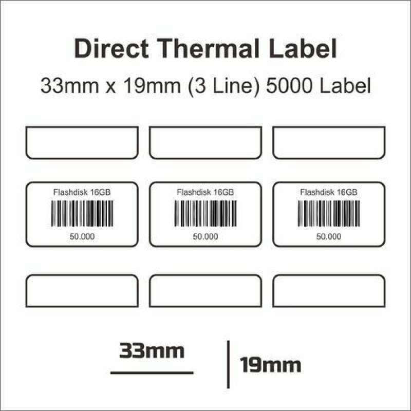 Jual Kertas Label 33mm X 19mm X 3mm - 3 Line - 5000 Label - Direct ...