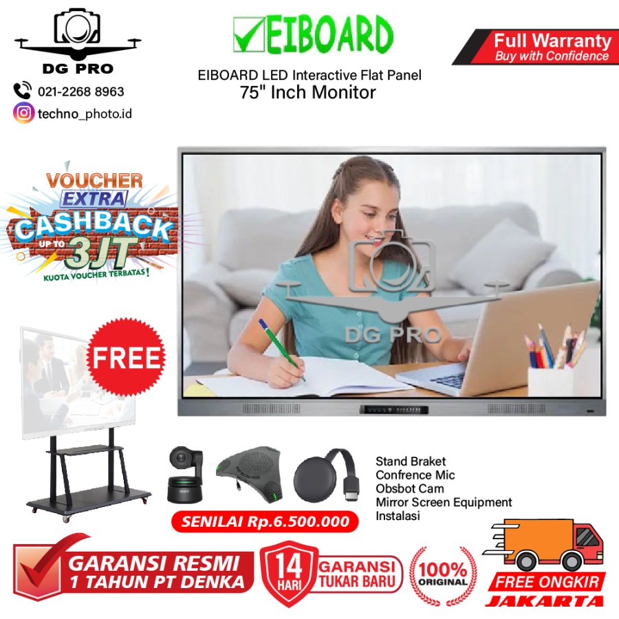 Promo Eiboard Led Interactive Flat Panel 75 Inch Monitor Original Resmi ...