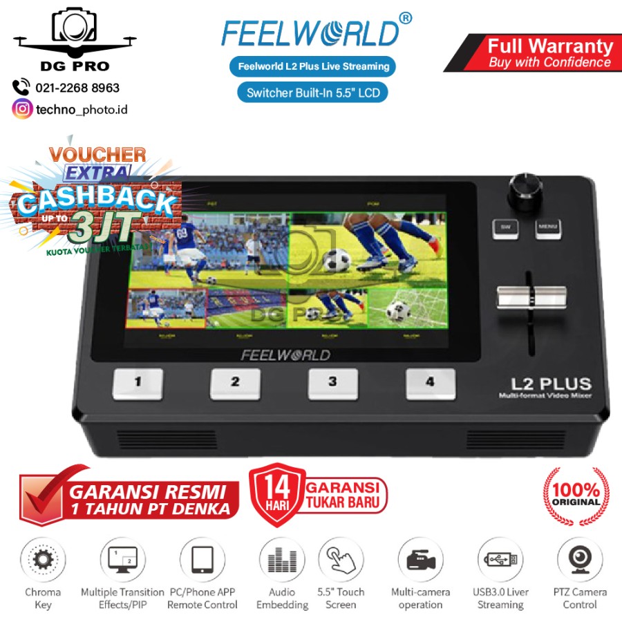 Promo Feelworld L2 Plus Live Streaming Switcher Built-In 5.5 LCD Resmi Diskon 10% di Seller DG ...