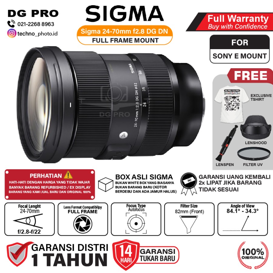 Jual Sigma 24-70mm F2.8 Dg Dn Art Lensa Sony E Mount Full Frame Di ...