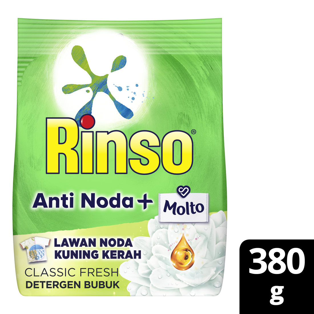 Promo Rinso Molto Anti Noda Classic Fresh Powder Detergent 380 Gr ...
