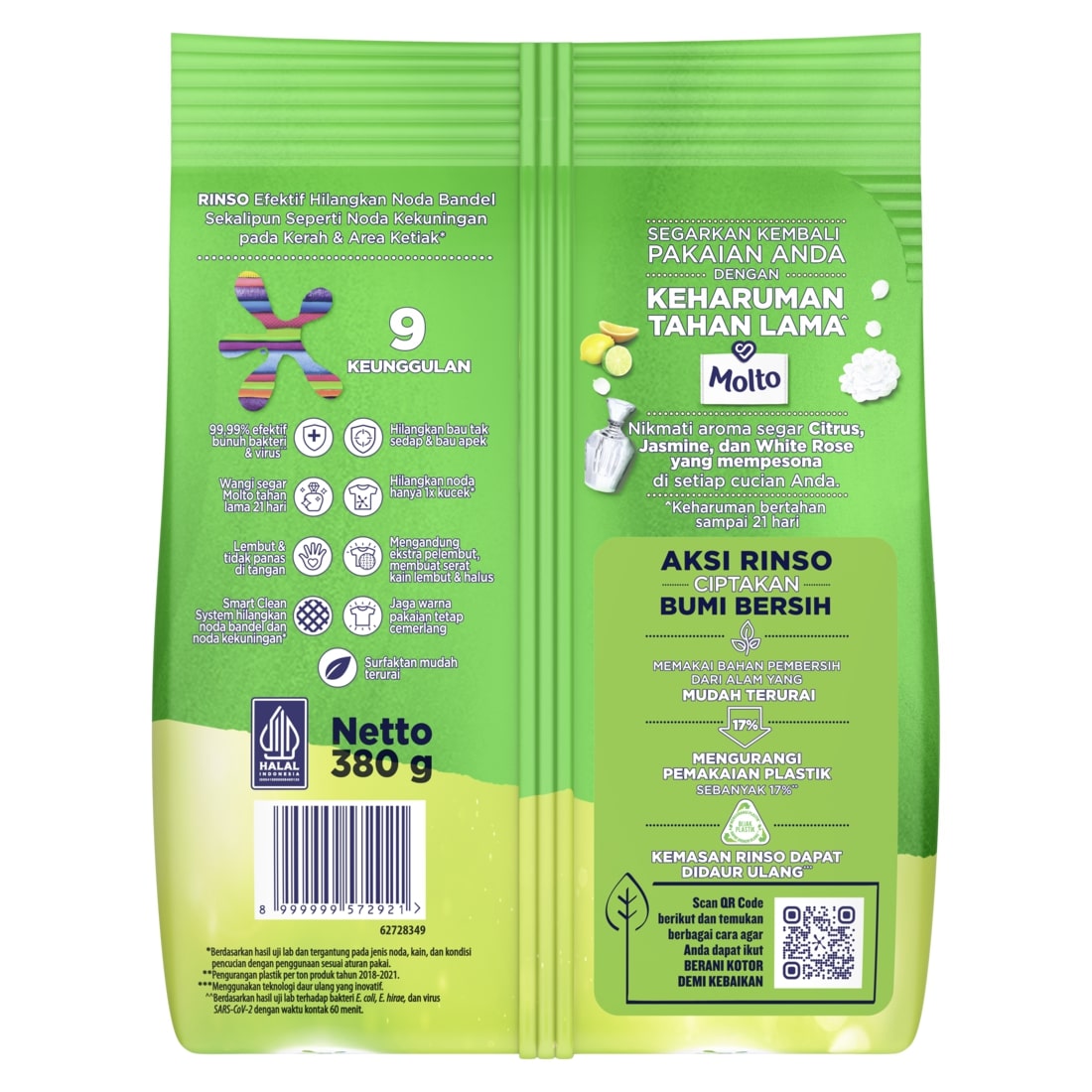 Promo Rinso Molto Anti Noda Classic Fresh Powder Detergent 380 Gr ...