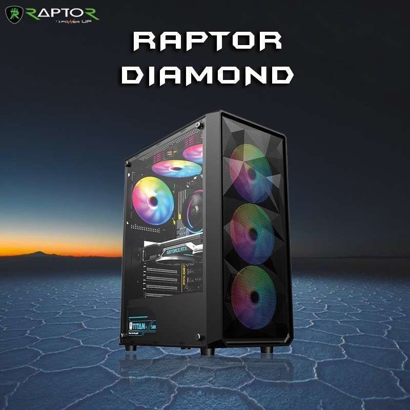 Jual Casing Pc Gaming Power Up Raptor Big Diamond Rgb Vertical Vga Support Include Fan Rgb Di