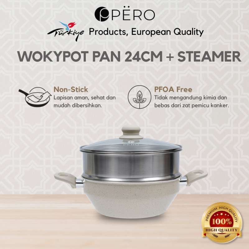 Jual Pero Multifunction Woky Pot Pan 24cm + Steamer / Wajan Multifungsi 2in1 Dengan Steamer ...