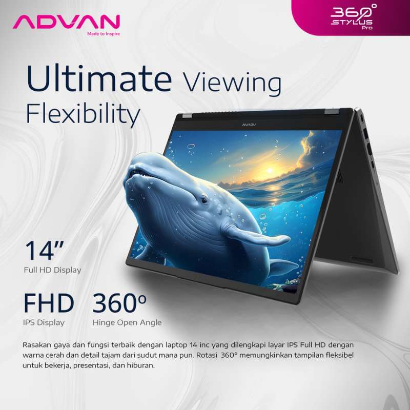 Jual [free Stylus Pen]advan Flip 360 Touchscreen Fhd Ips Intel Core I3 ...