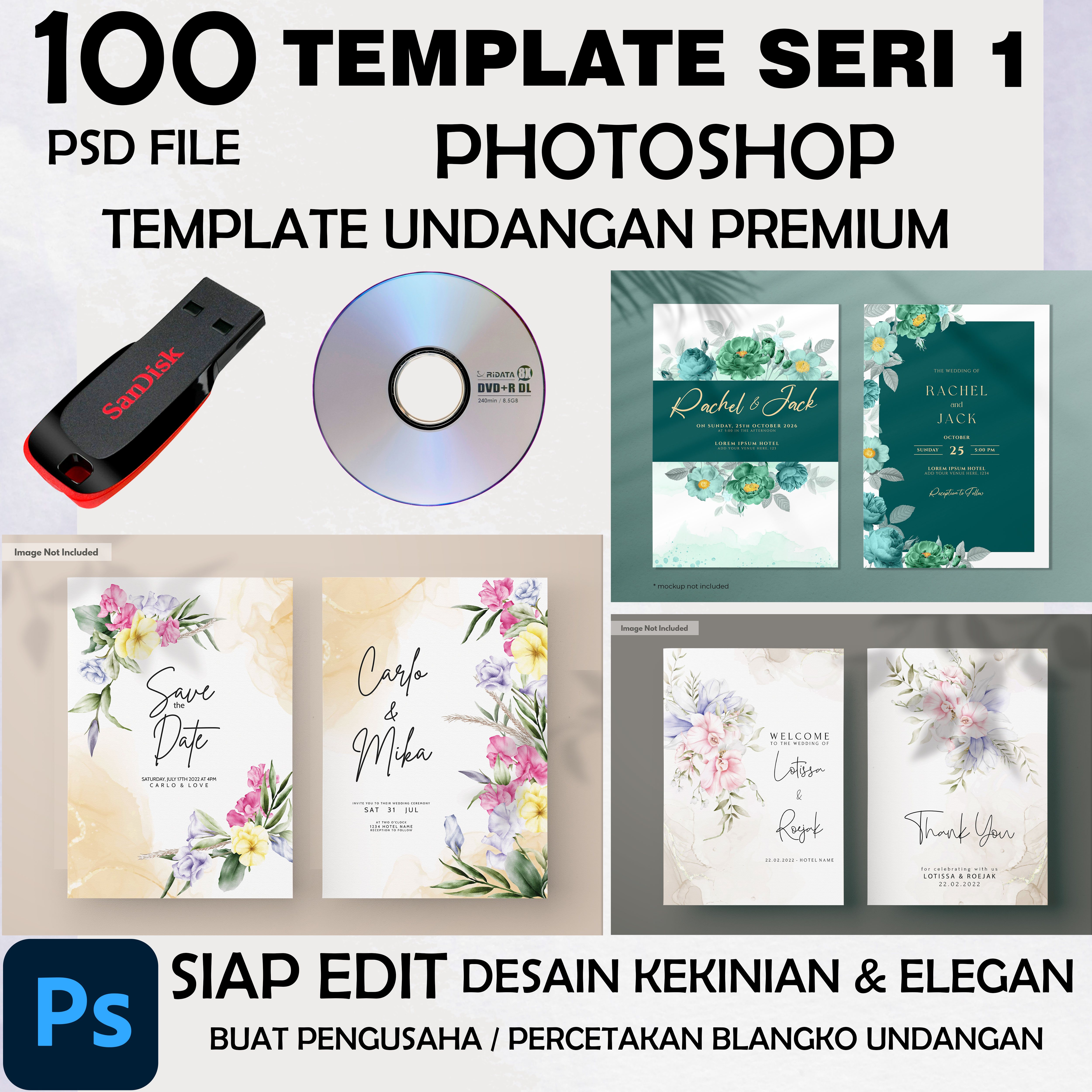 Jual 100 + Template Desain Undangan Pernikahan Seri 1 Siap Edit Format ...