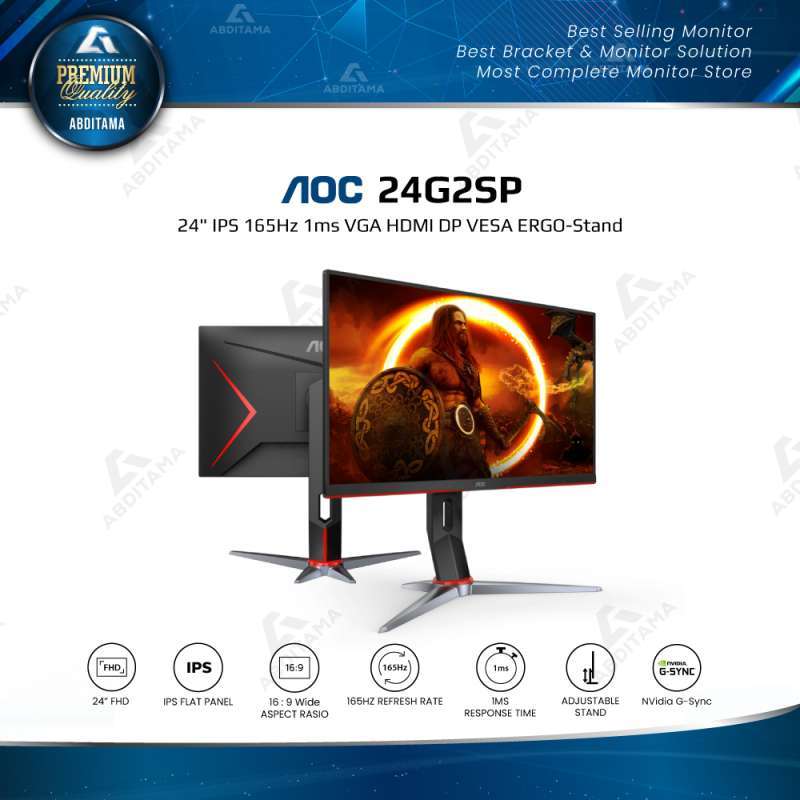 Jual Monitor Led Aoc 24g2sp 24 Ips 165hz 1ms Vga Hdmi Dp Vesa Ergo