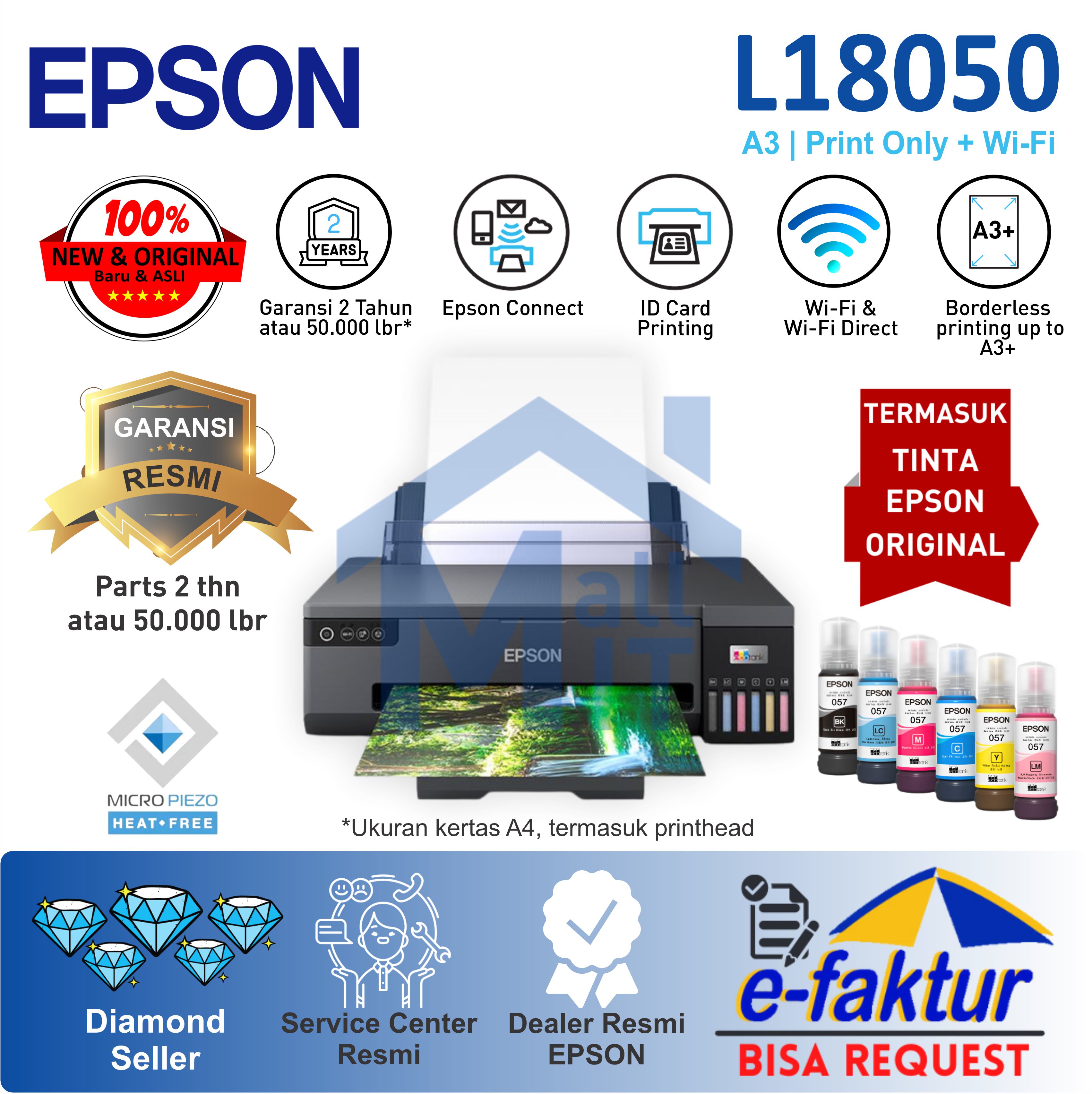 Jual Printer Epson L18050 L-18050 L 18050 Wifi Foto Id Card A3 Pegnti ...