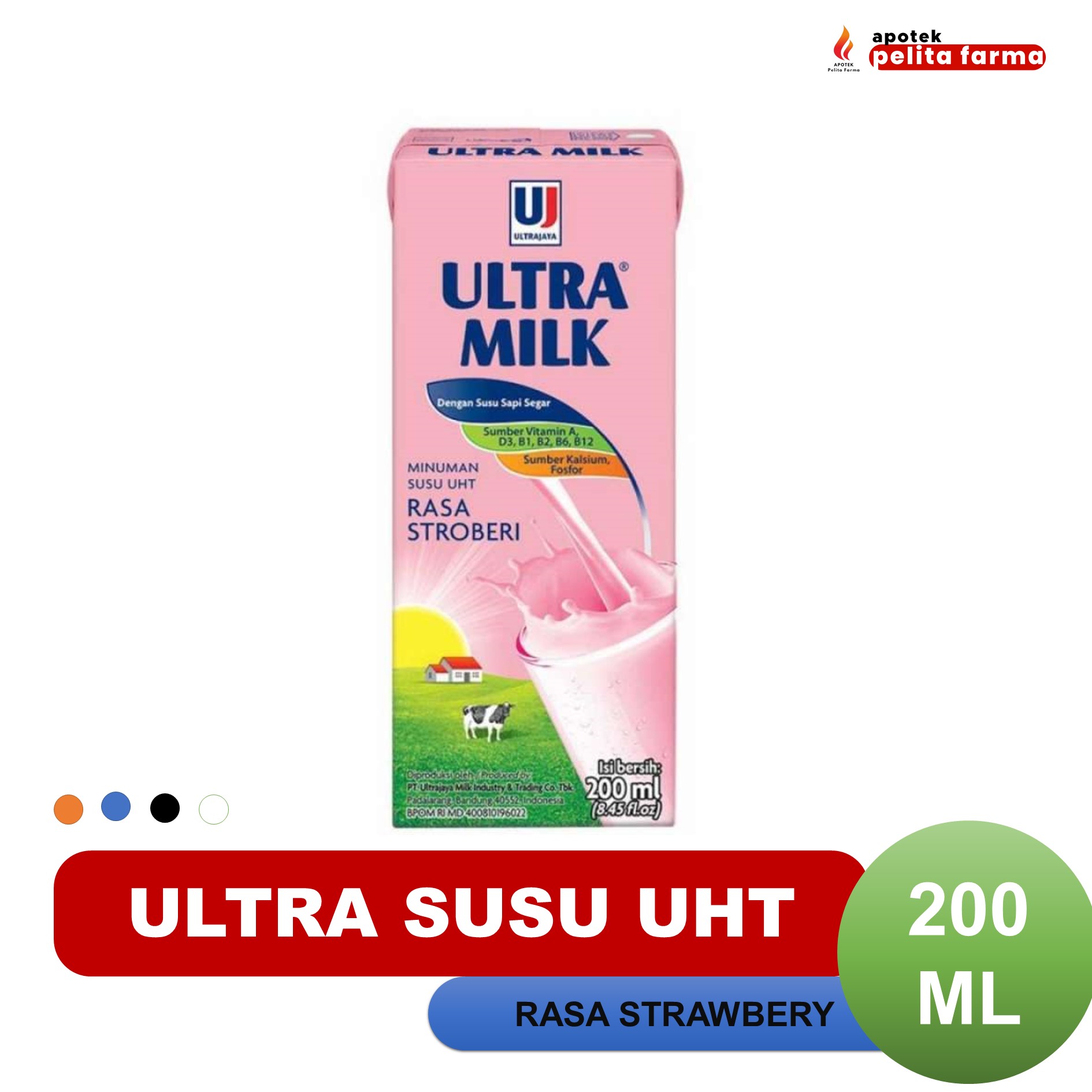 Jual ULTRA SUSU UHT RASA STRAWBERRY 200 ML TETRAPAK di Seller Apotek ...