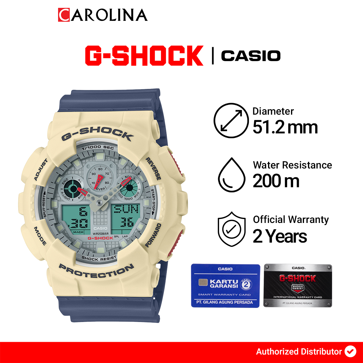 Promo Jam Tangan Pria Casio G-Shock Vintage Product Series GA-100PC-7A2 Blue Resin Band Diskon ...