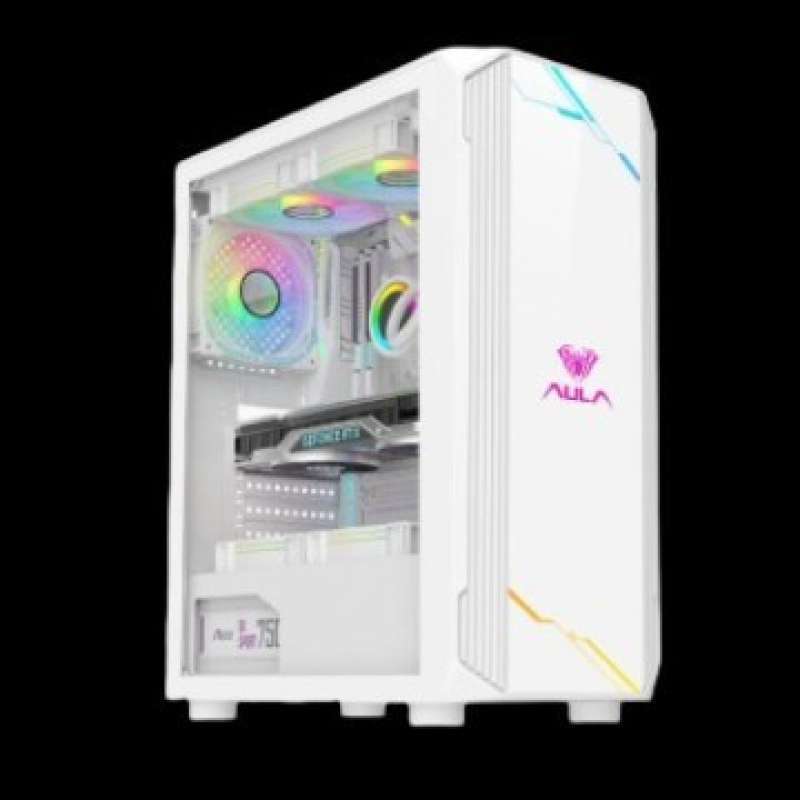 Promo Casing Pc Gaming Case Aula Fz016 Fz 016 Atx Free 3 Fan Rgb White ...