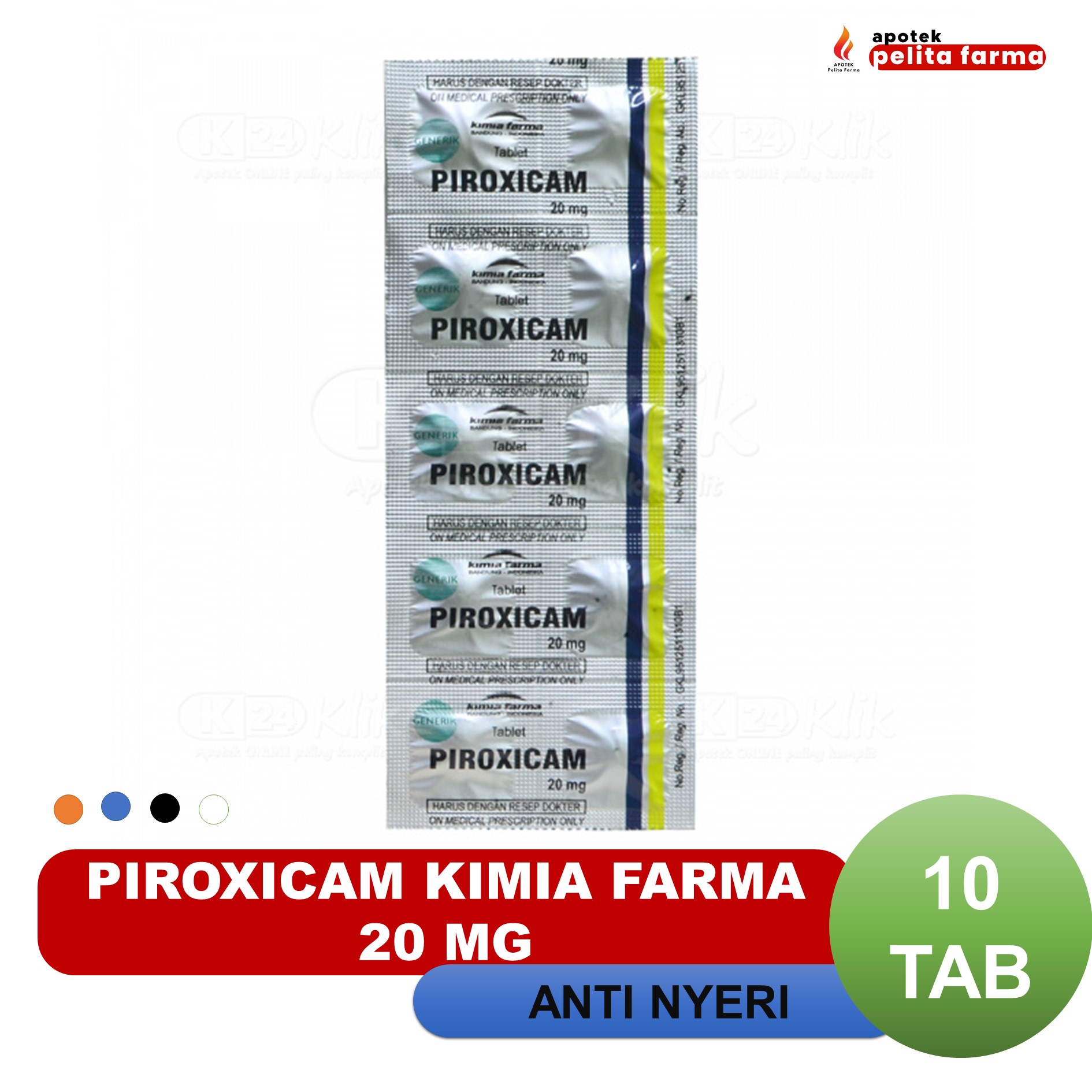 Jual PIROXICAM KIMIA FARMA 20 MG 1 STR @ 10 TAB di Seller Apotek Pelita ...