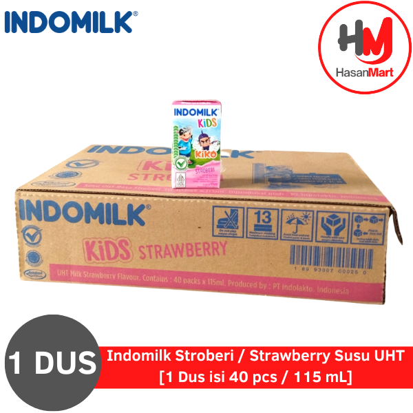Jual Indomilk Stroberi / Strawberry Susu UHT [1 Dus isi 40 pcs / 115 mL] di Seller HASAN MART ...