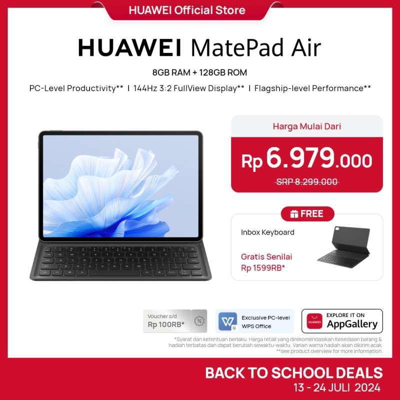 Promo Huawei Matepad Air Tablet [8+128g]| Pc-level Productivity | 144hz ...