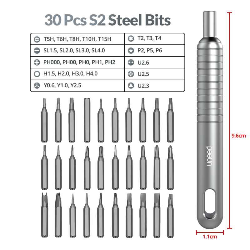 Promo Uneed Precision Screwdriver Kit 30 Bits Premium Obeng Set ...