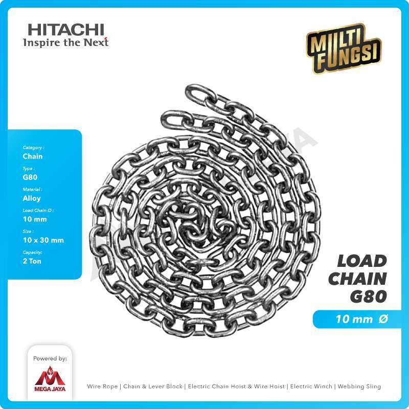 Jual Hitachi Load Chain / Rantai Baja G80 - 10mm - 6.5 Meter Di Seller ...