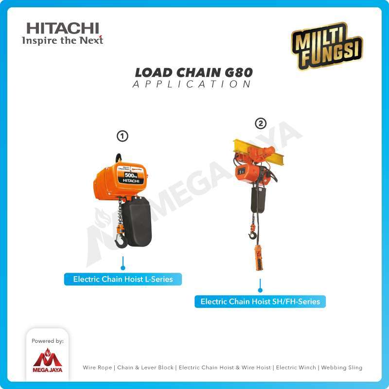 Jual Hitachi Load Chain / Rantai Baja G80 - 10mm - 6.5 Meter Di Seller ...