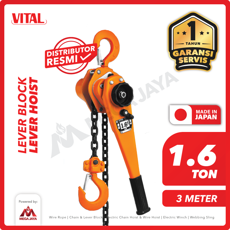 Jual VITAL Lever Block / Lever Hoist 1.6 Ton x 3 Meter di Seller ...