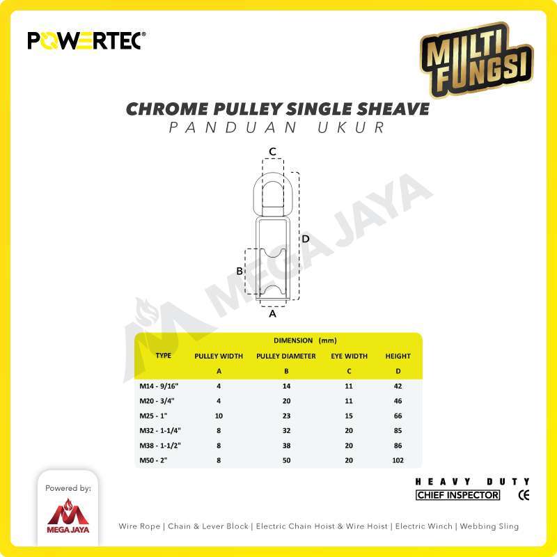 Jual Powertec Small Pulley Chrome Katrol Kerekan 32mm 1-1/4 - 1 Sheave ...