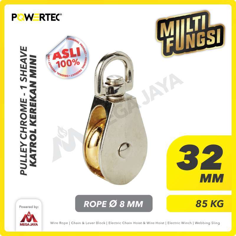 Jual Powertec Small Pulley Chrome Katrol Kerekan 32mm 1-1/4 - 1 Sheave ...