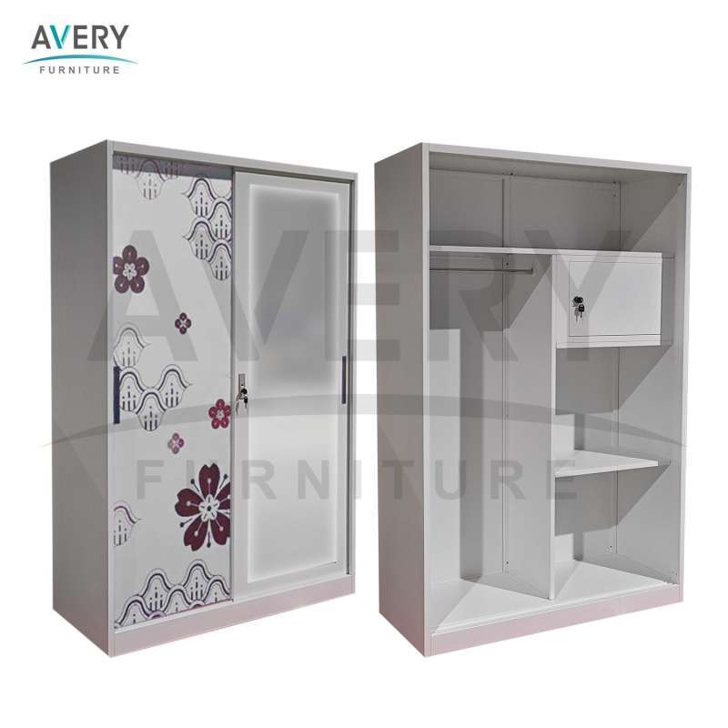 Jual Ys-1200sl Lemari Pakaian Sleding Besi 2 Pintu Kaca / Lemari Baju Pakaian Sliding Besi Di ...