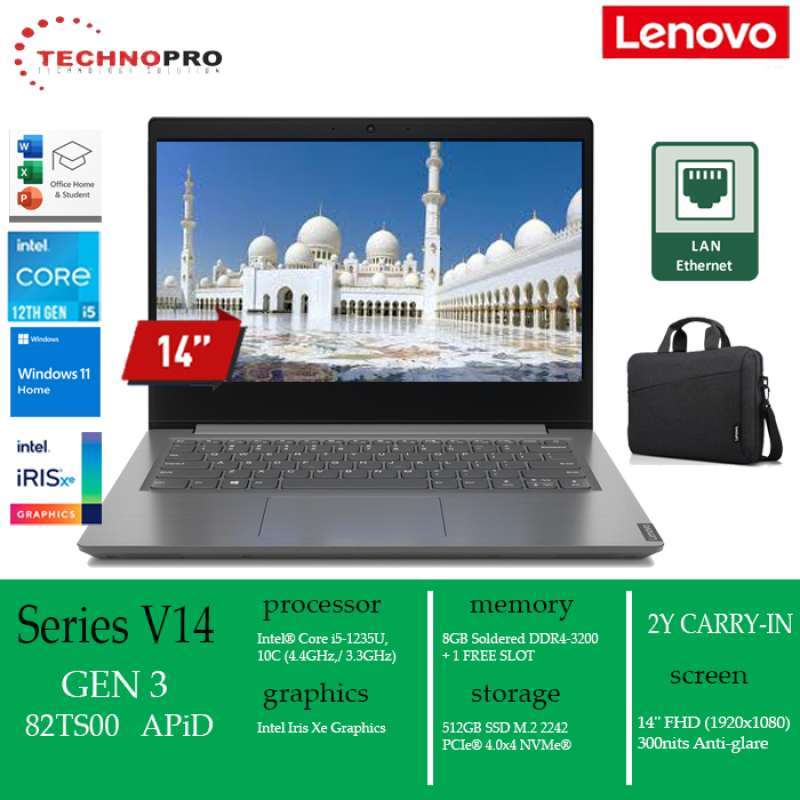Promo Lenovo V14 G3 Iap Apid || Intel Core I5-1235u Iris Xe 8gb 512gb Ssd Windows 11 Home Ohs ...