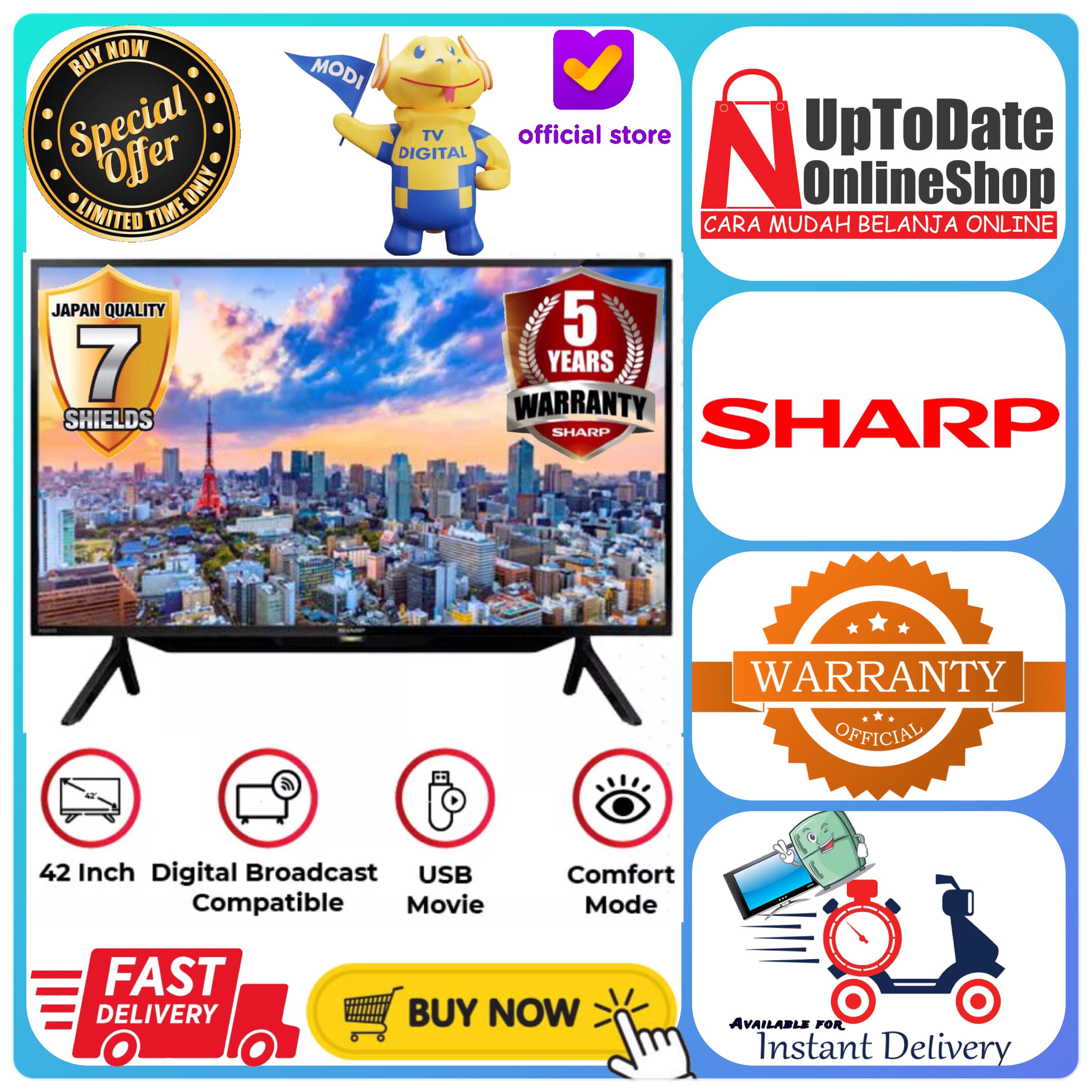 Promo Tv Led Inch Sharp T C Bd I C Bd Digital Tv Led Full Hdmi Usb Movie Fhd Dolby Audio